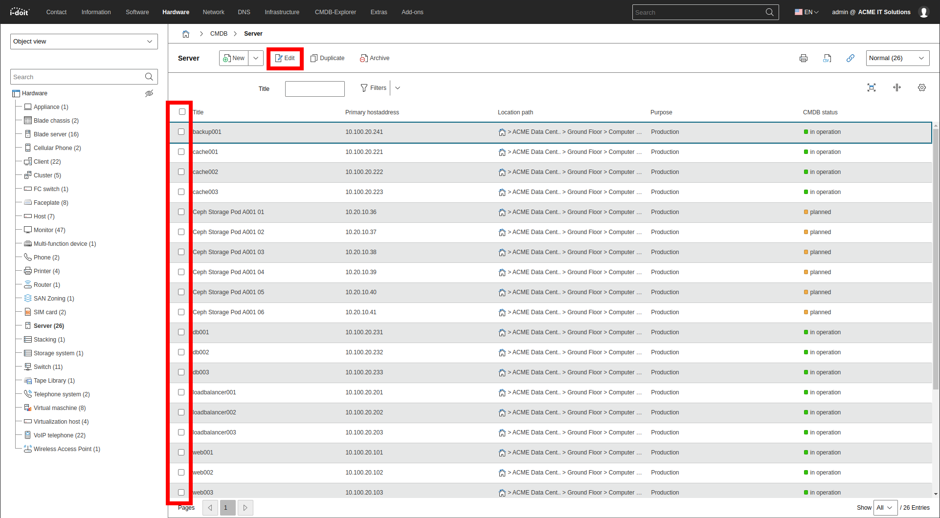 Actions In Object Lists Knowledge Base